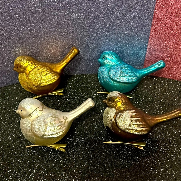 Accents | Vintage Pier 1 Imports Blown Glass Bird Ornament Clips Set ...